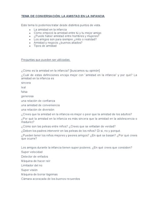 La Amistad En La Infancia Pdf