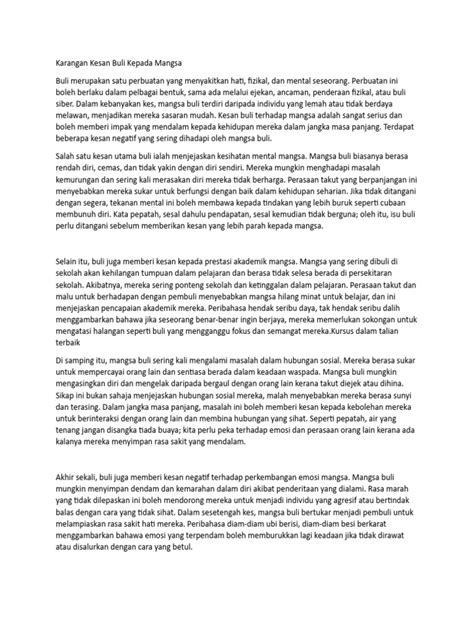 Karangan Kesan Buli Kepada Mangsa Pdf