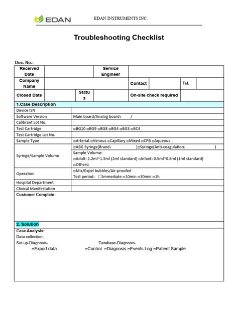 Troubleshooting Checklist Pdf
