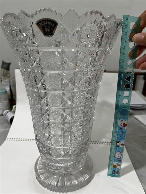 Vintage Bohemia Crystal Glass Vase ~30cm Furniture And Home Living Home