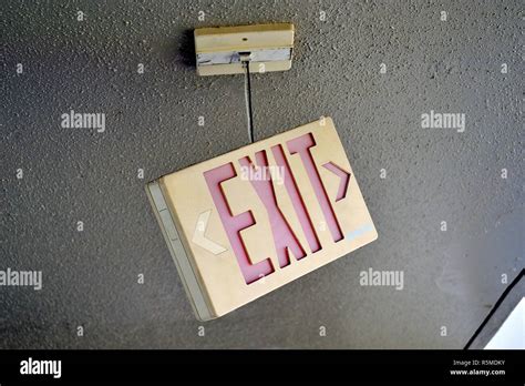 Broken Exit Sign Stock Photo Alamy
