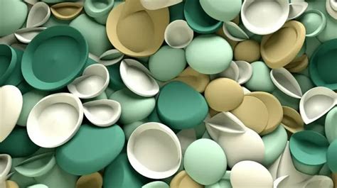 3d 渲染中米色白色和綠色圓形形狀的抽象插圖 3d 抽象 3d 藝術 3d 颜色背景圖片和桌布免費下載