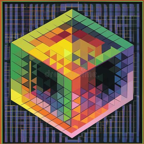 Optical Illusion Of 3d Cube Field With Geometric Gradient Shading Stock Illustration