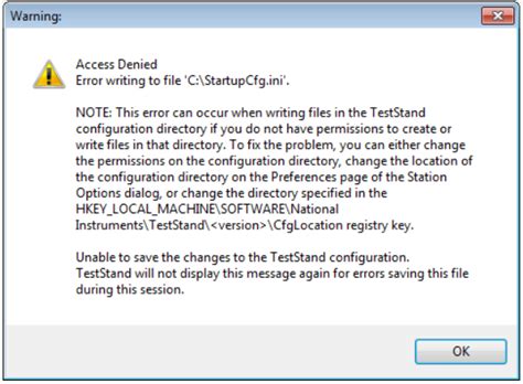 修改teststand 組態目錄configuration Directory後無法開啟teststand Ni