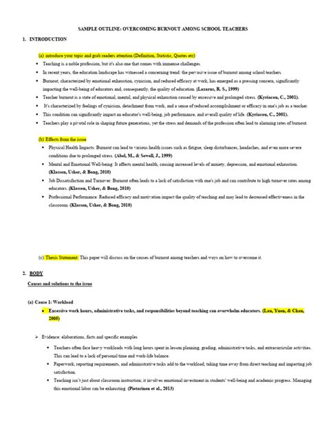 Outline Problem Solving Pdf Occupational Burnout Teachers