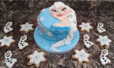 Frozen Elsa Cake With Olaf Cookies Decorated Cake By Cakesdecor