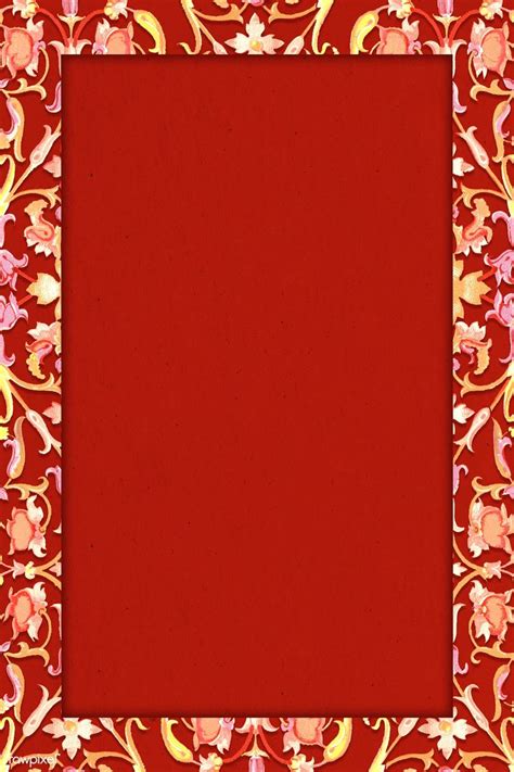 Red Floral Patterned Rectangle Frame Premium Image By Manotang Frame Frame