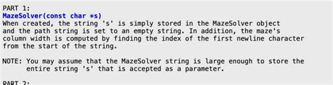 Solved Part 1 Mazesolver Const Char S When Created The String S