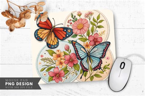 Butterfly Blooms Fabric Patch Mouse Pad Graphic By Regulrcrative