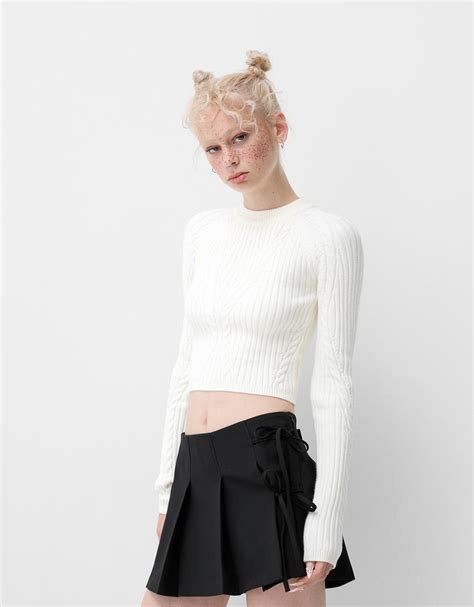 Box Pleat Mini Skirt With Bow Detail Bsk Teen Bershka