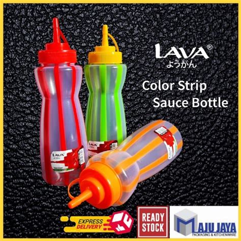 Lava Squeeze Color Strip Sauce Bottle Condiment Spice Dispenser Botol