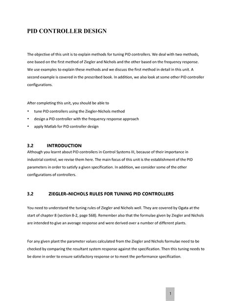 PID Controller Design Lecture Notes Warning TT Undefined Function Warning TT