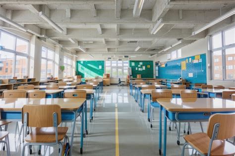 Premium Ai Image Modern School Classroom Interior