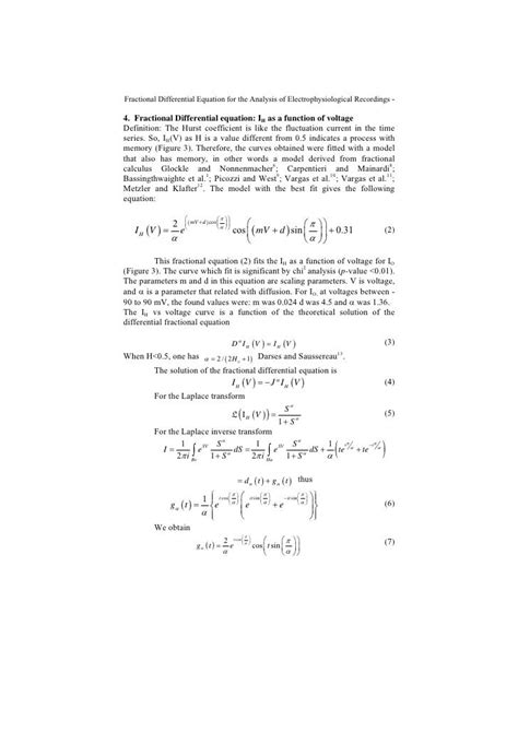 Fractional Differential Equation For The Analysis Of Electrophysiolog