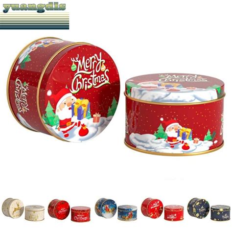 กล่องคริสต์มาส Yuang กล่องดีบุกโลหะสไตล์ Multii น้ําตาลกระป๋องกระป๋องขนม Diy ทรงกลม Shopee