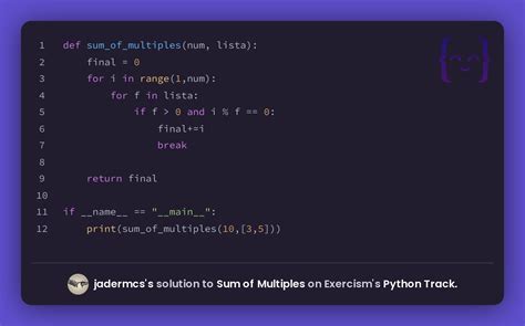 Jadermcss Solution For Sum Of Multiples In Python On Exercism