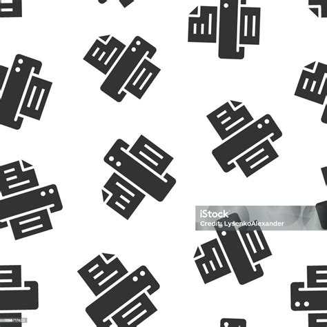 평면 스타일의 사무실 프린터 아이콘입니다 흰색 격리 된 배경에 팩스 벡터 그림입니다 텍스트 인쇄 원활한 패턴 비즈니스 개념 0명에 대한 스톡 벡터 아트 및 기타 이미지