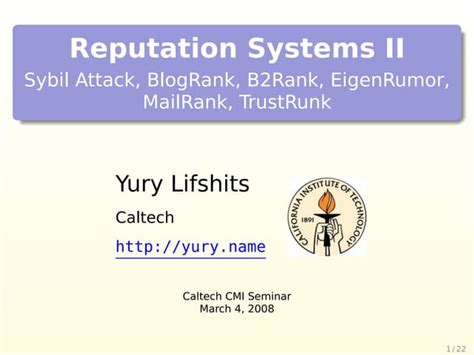 Reputation Systems Ii Pdf