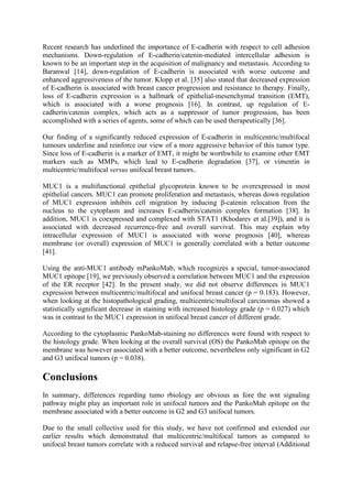 Multicentric And Multifocal Versus Unifocal Breast Cancer Differences