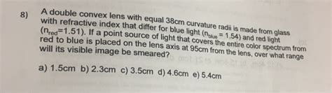 solved a double convex lens with equal 38cm curvature radii