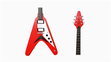 Flying V Electric Guitar 02 - Red 3D Model by gsommer