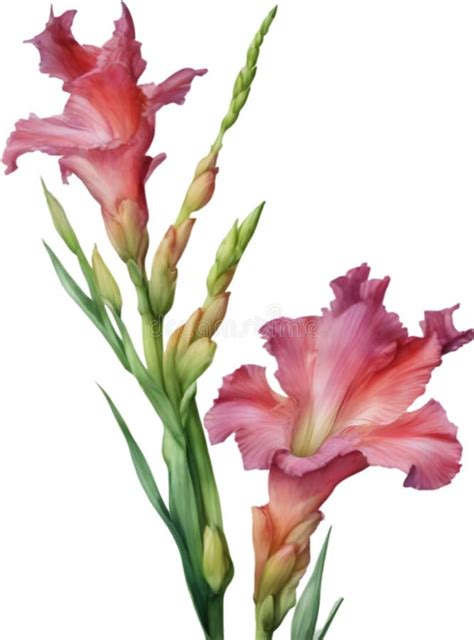 Watercolor Painting Of A Gladiolus Gladiolus Spp Flower Ai