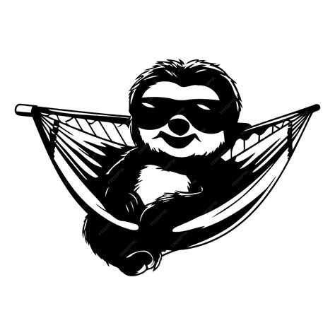 Premium Vector Cute Cartoon Sloth In A Hammock Vector Illustration