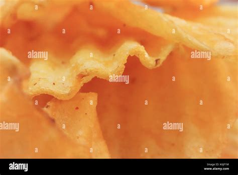 Chips Macro Closeup Background Fried Potato Recipe Snack Food Stock