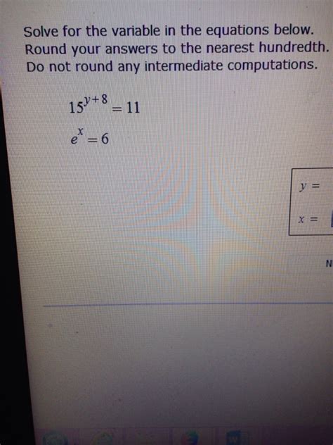 solved solve for the variable in the equations below round