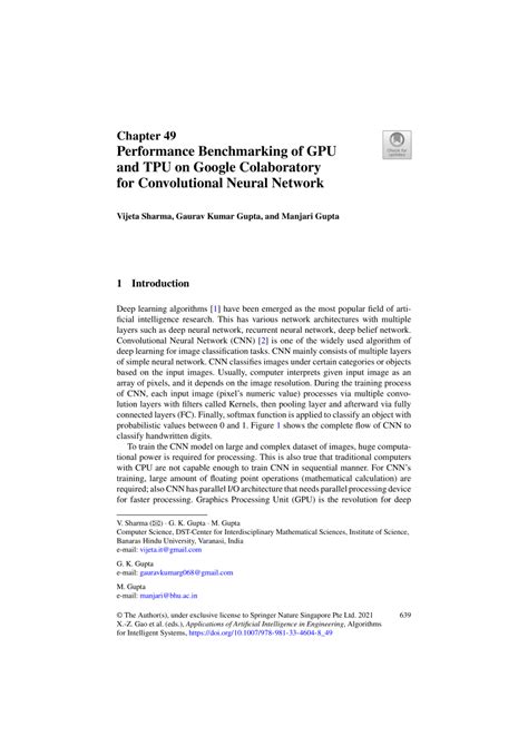 Pdf Performance Benchmarking Of Gpu And Tpu On Google Colaboratory For Convolutional Neural