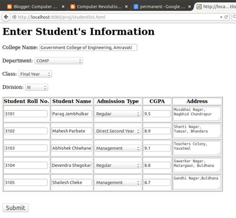 Computer Revolution How To Make Form Using Table In Html