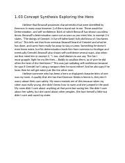 Concept Synthesis Exploring The Hero Docx Concept Synthesis Exploring The Hero I