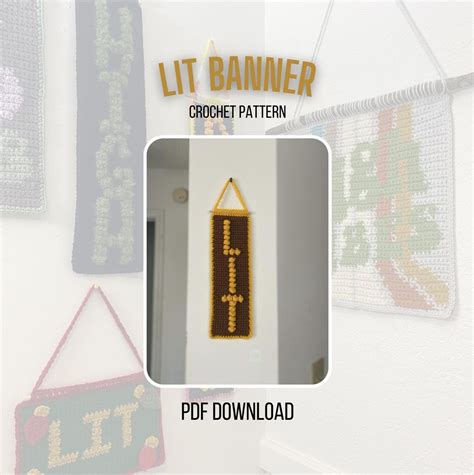 Crochet Pattern Lit Banner Pattern Crochet Banner Pattern Cannabis Crochet Pdf Pattern