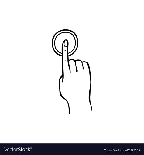 Finger Pressing Button Clipart Black