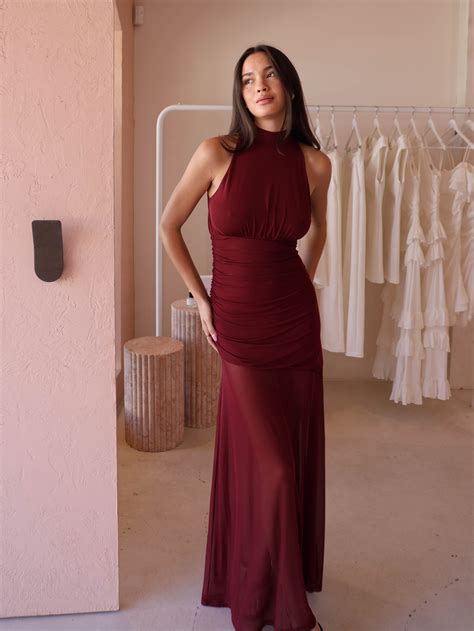 By Nicola Adele Maxi Dress In Berry Coco And Lola