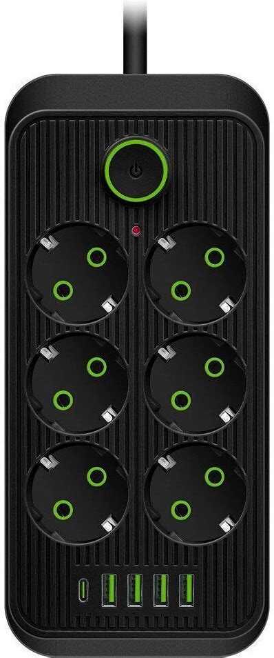 Фильтр-удлинитель 2 м Voltronic Сетевой фильтр F07U, 6 розеток (3 EU+ 3 ...