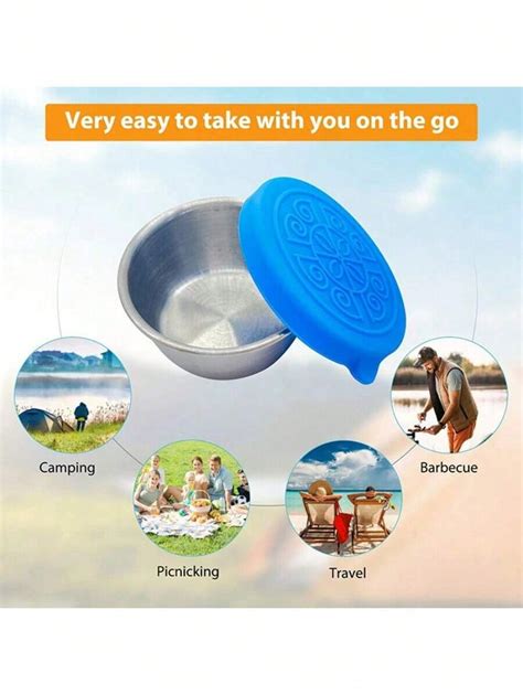 1pc Random Colors Stainless Steel Sauce Cup Salad Dressing Container Reusable Condiment