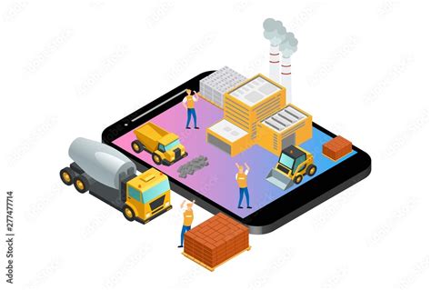 Modern Isometric Smart Factory Monitoring System Suitable For Diagrams