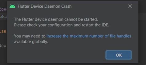Flutter Device Daemon Crash Randroidstudio