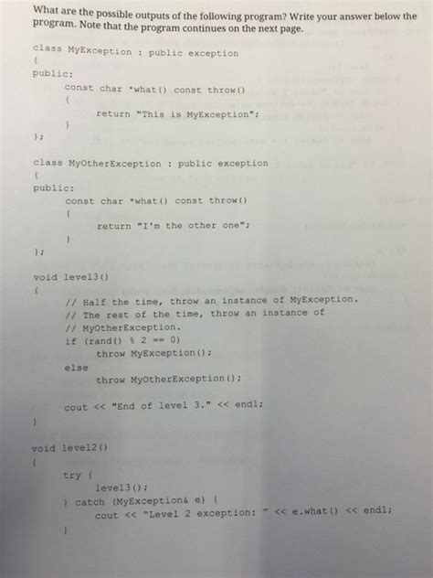 Solved Exceptions In C Chegg