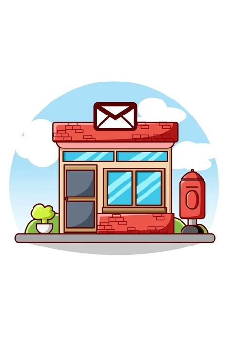 Post Office Icon Building Cartoon Illustration Cartoon Building Office