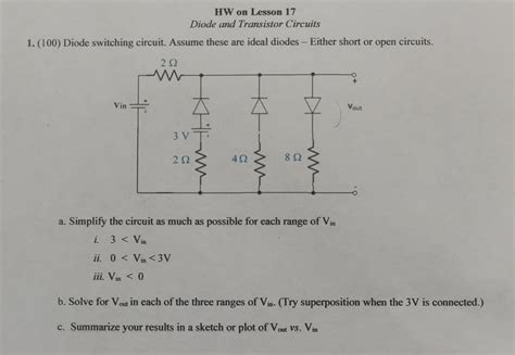 Solved 1 100 Diode Switching Circuit Assume These Are