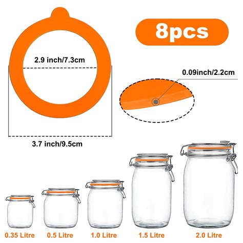 8pcs Silicone Replacement Gasket Jar Seals Leakproof Replacement Seals