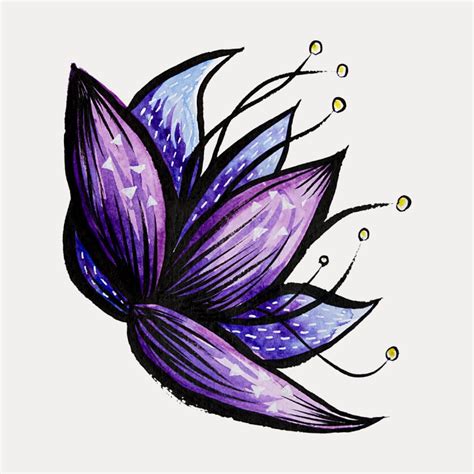 Abstract Flower Ink Watercolor Drawing Mens T Shirt Classic