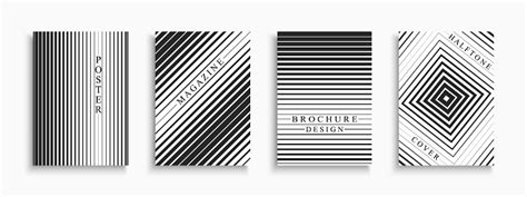 하프톤 줄무늬 커버 템플릿 배경 플래카드 브로셔 배너 전단지 등의 집합 흑백 미니멀리즘 포스터 카드 카탈로그 0명에 대한 스톡
