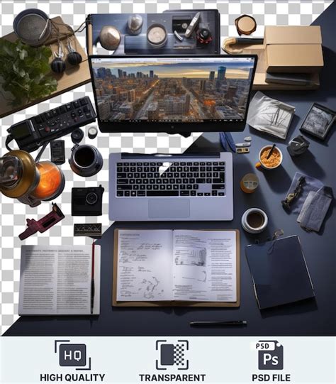 Psd Picture Professional Movie Scriptwriting And Storyboard Tools Set Up On A Blue Table With A