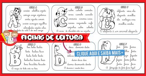 Fichas de Leitura Letras Cursivas SÓ ESCOLA