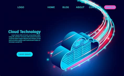 Premium Vector Cloud Technology Concept Online Computing Technology Big Data Flow Processing