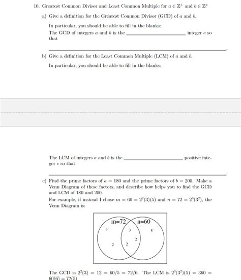 Solved Greatest Common Divisor And Least Common Multiple Chegg