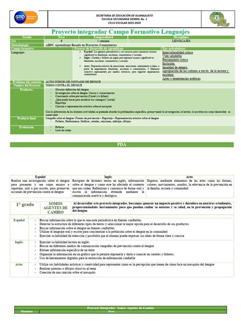 Proyecto Integrador Idea Lenguajes Dengue Descargar Gratis Pdf Información Evaluación
